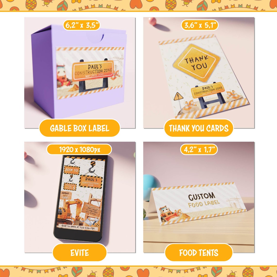 Bundle Birthday Party, Construction Party, First Birthday Party ...