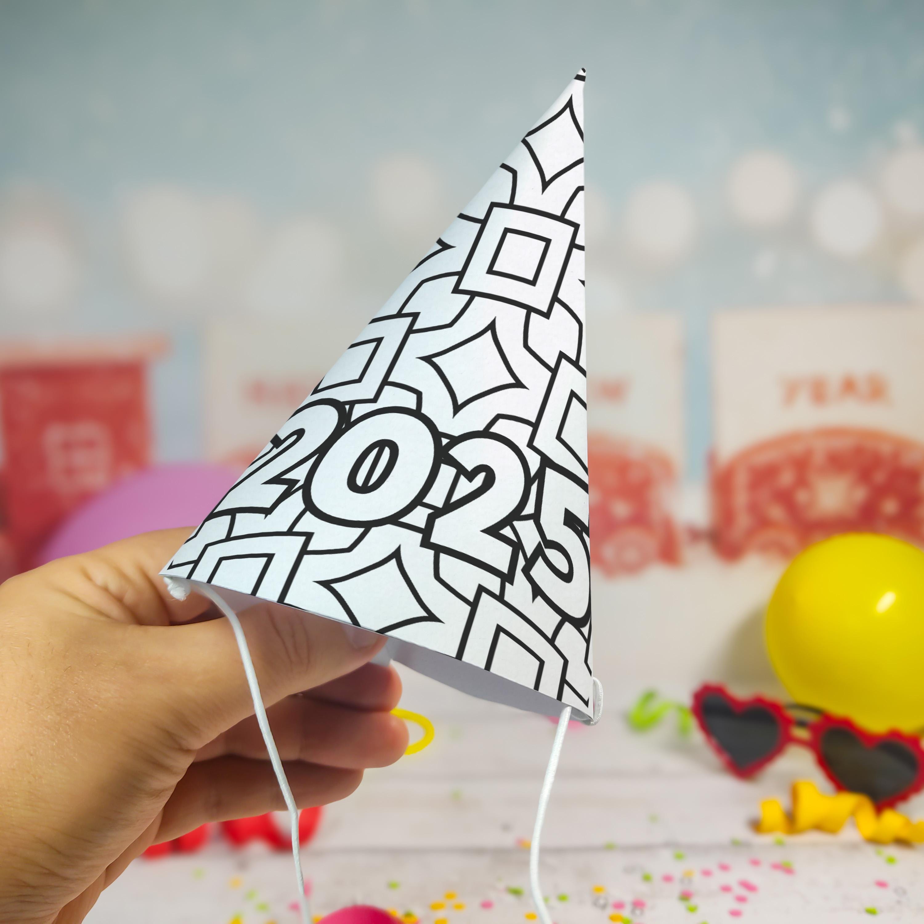 Coloring DIY Kids New Year's Eve Party Hat Printable Craft for ...