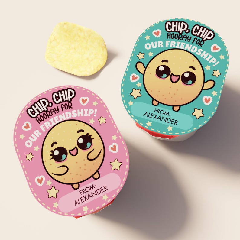 Printable Valentine Chip Snack Labels for Kids, Editable Pringles Tags ...