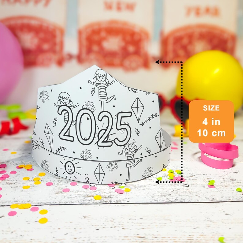 Coloring DIY Kids New Year's Eve Party Hat Printable Craft for ...