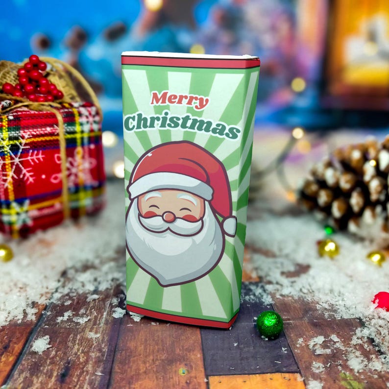 Christmas Juice Box Wrappers for Kid, Cute Santa, Printable Classroom ...