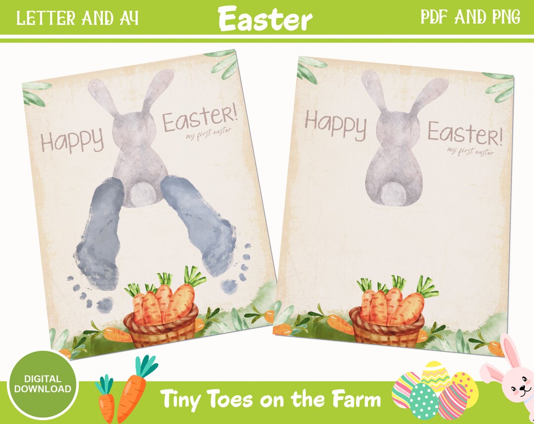 Bunny Feet Easter Sign Footprint Keepsake Craft for Kids, Create ...