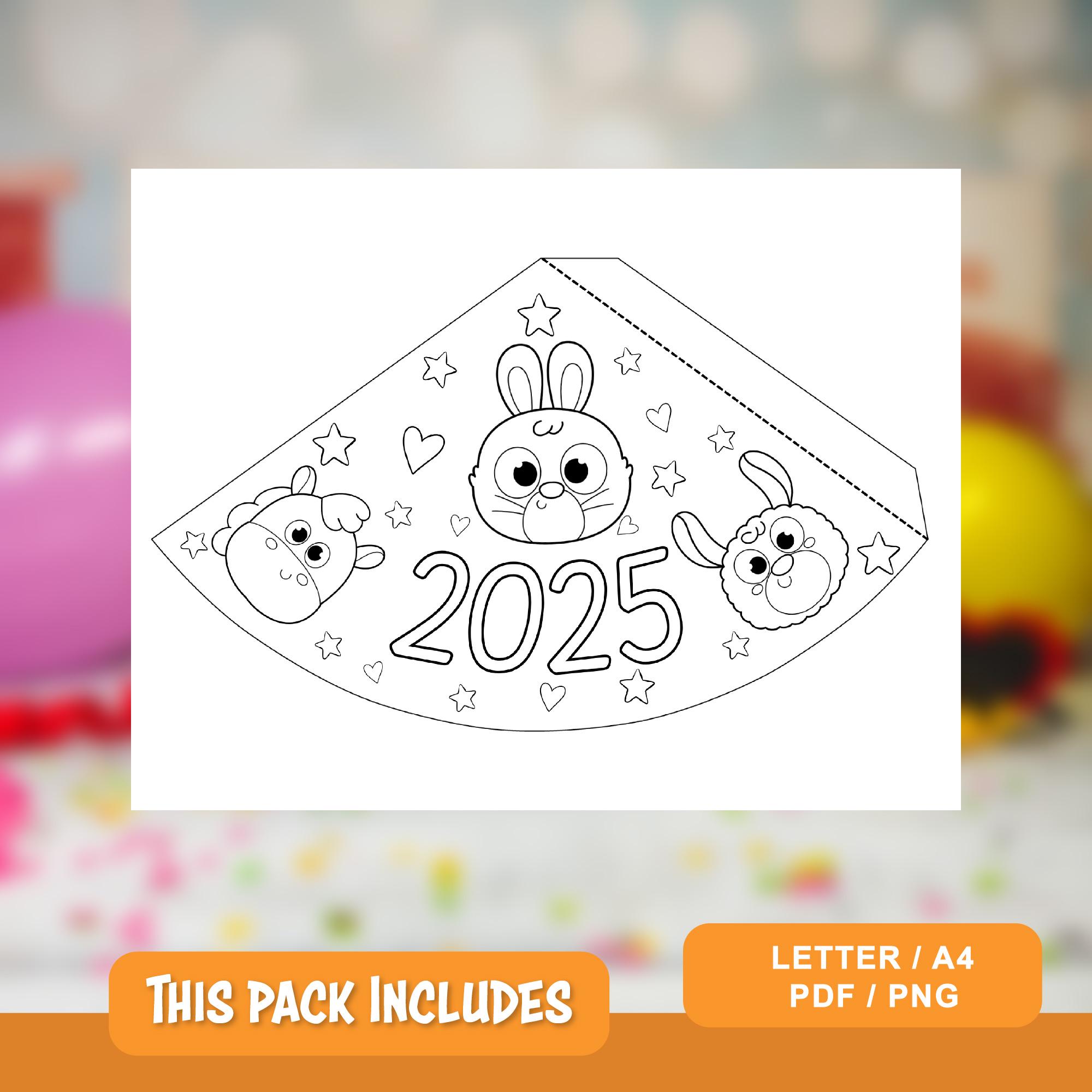 Coloring DIY Kids New Year's Eve Party Hat Printable Craft for ...