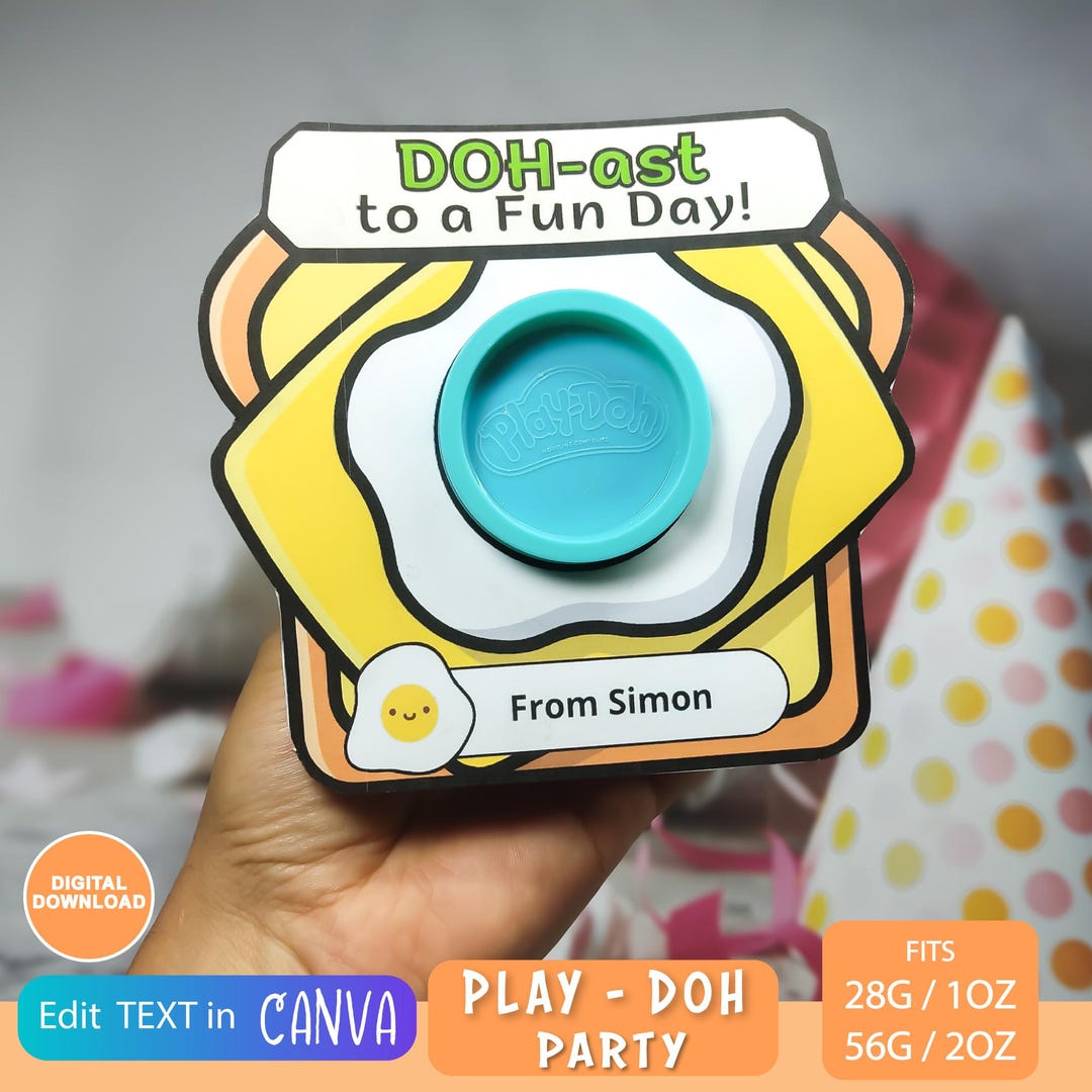 Play-doh Card for Birthday Party, Party First Birthday, Cute Egg Toast ...