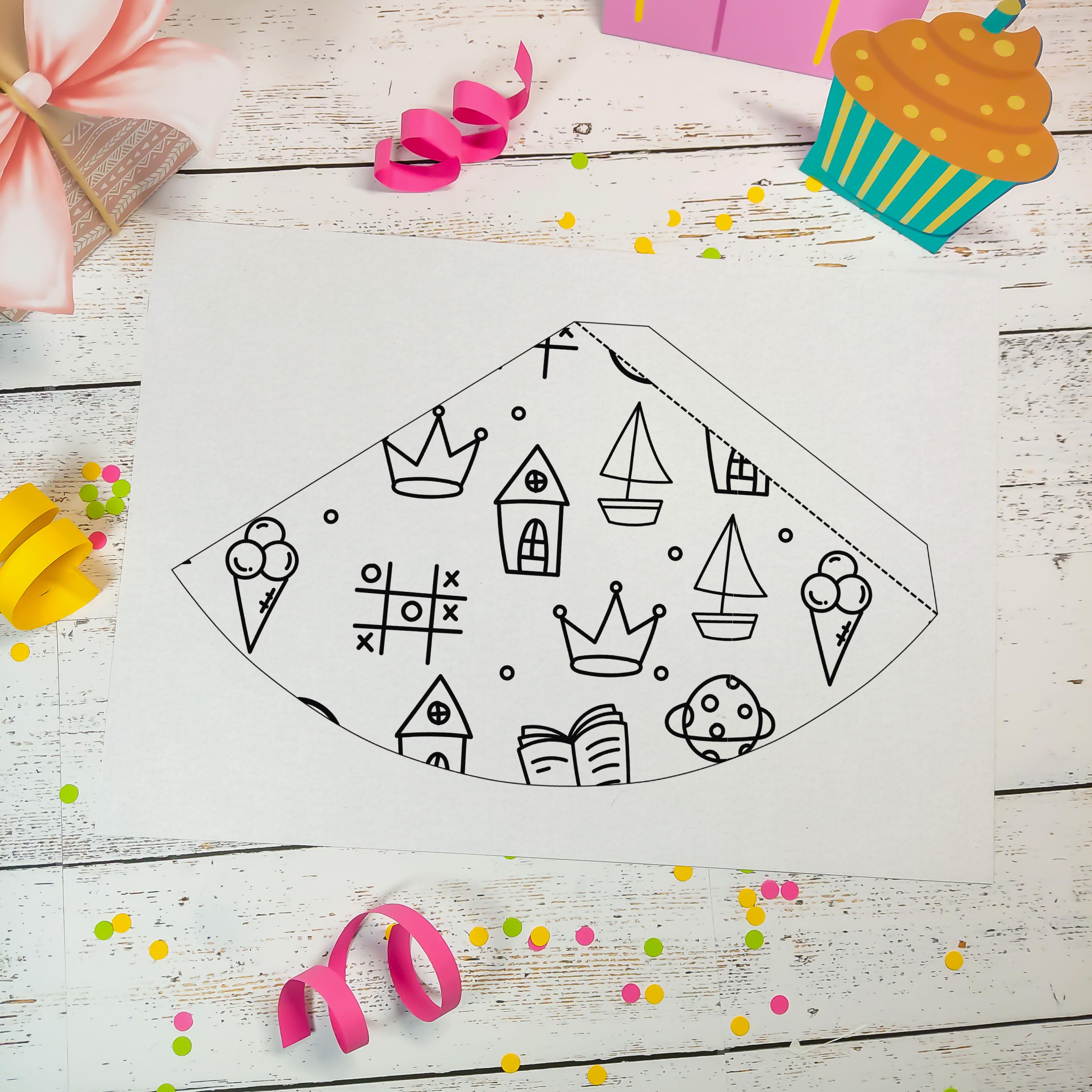 Coloring DIY Kids Party Hat, Printable Paper Hat for Coloring, Fun ...