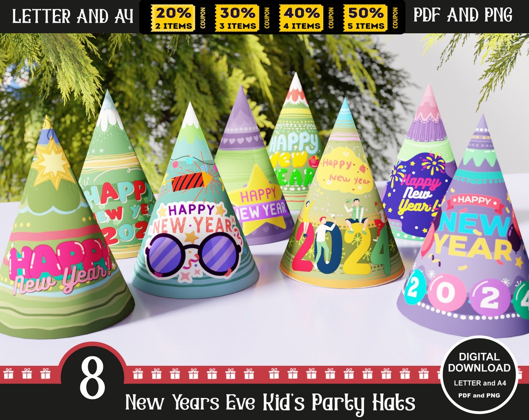 Celebrate in Style With Printable Kids New Year's Eve Party Hats ...