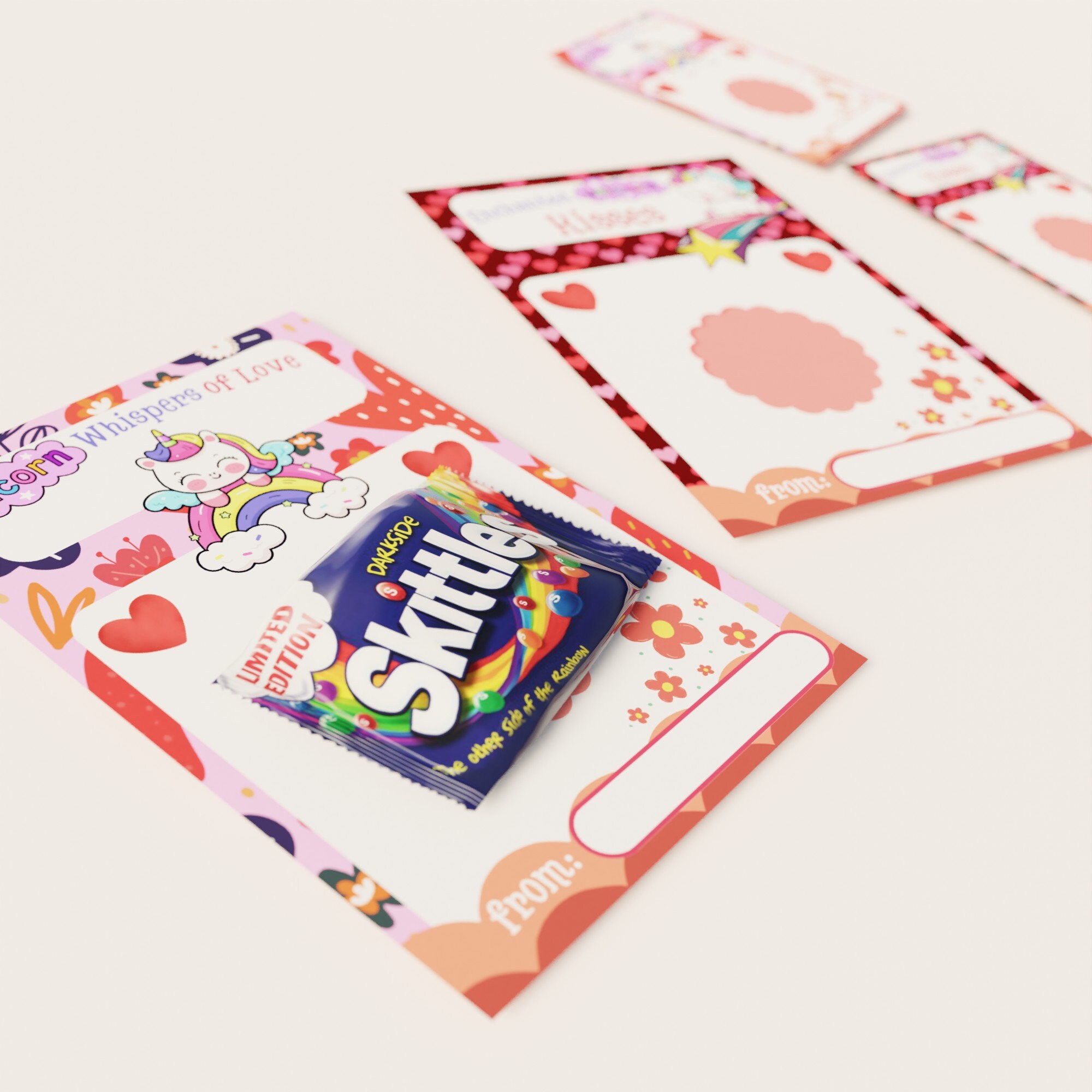 Sweet Rainbow Wishes Printable Skittles-themed Valentine's Cards, Share ...