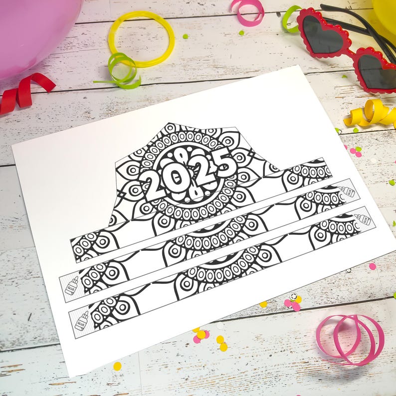Coloring DIY Kids New Year's Eve Party Hat Printable Craft for ...