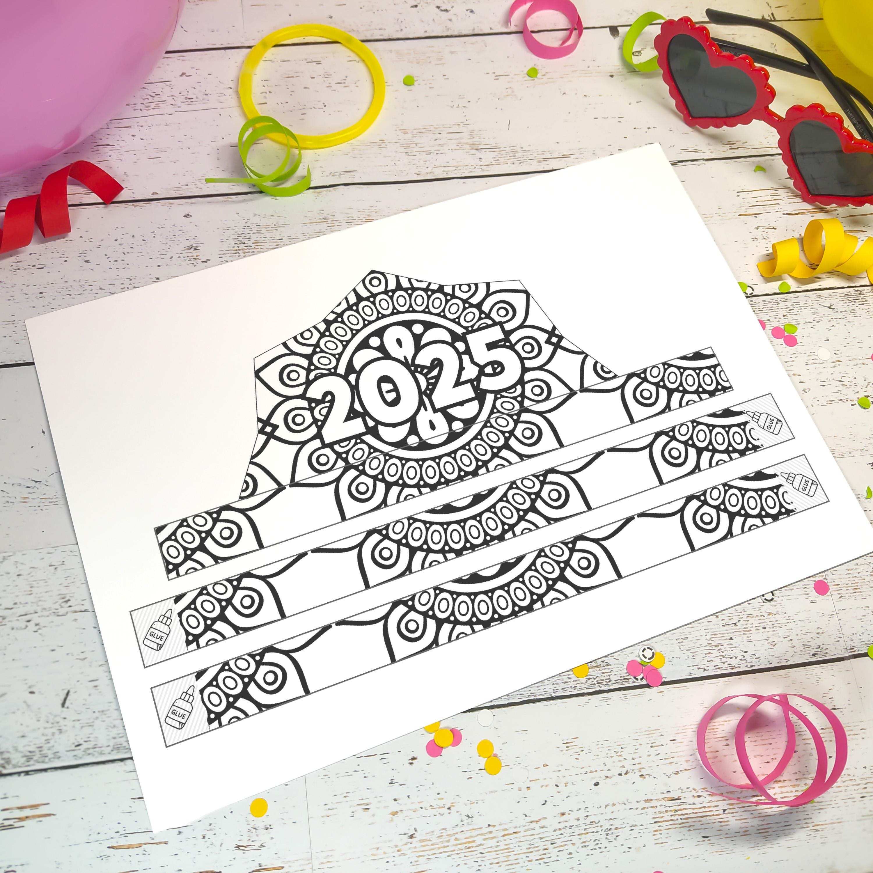 Coloring DIY Kids New Year's Eve Party Hat Printable Craft for ...
