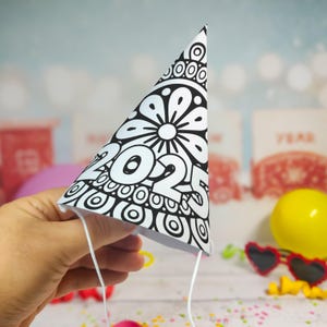 Coloring DIY Kids New Year's Eve Party Hat Printable Craft for ...