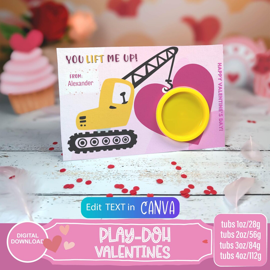 Editable Play-doh Truck Valentine's Holder, Non-candy Classroom Gift ...