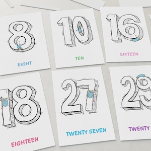 Printable Preschool Flashcards Numbers 1-30 for Coloring Numerals - Etsy
