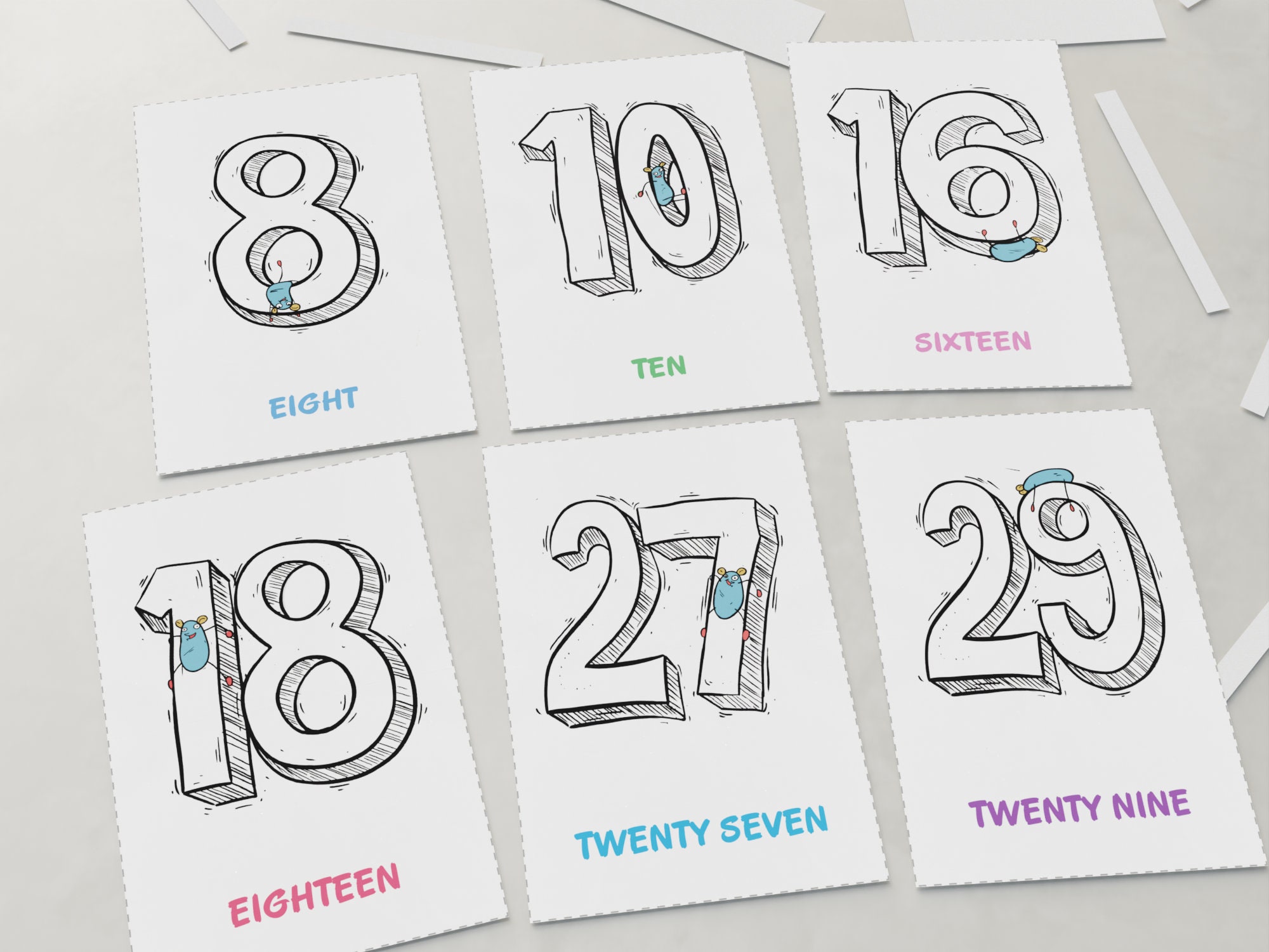 Printable Preschool Flashcards Numbers 1-30 for Coloring Numerals - Etsy