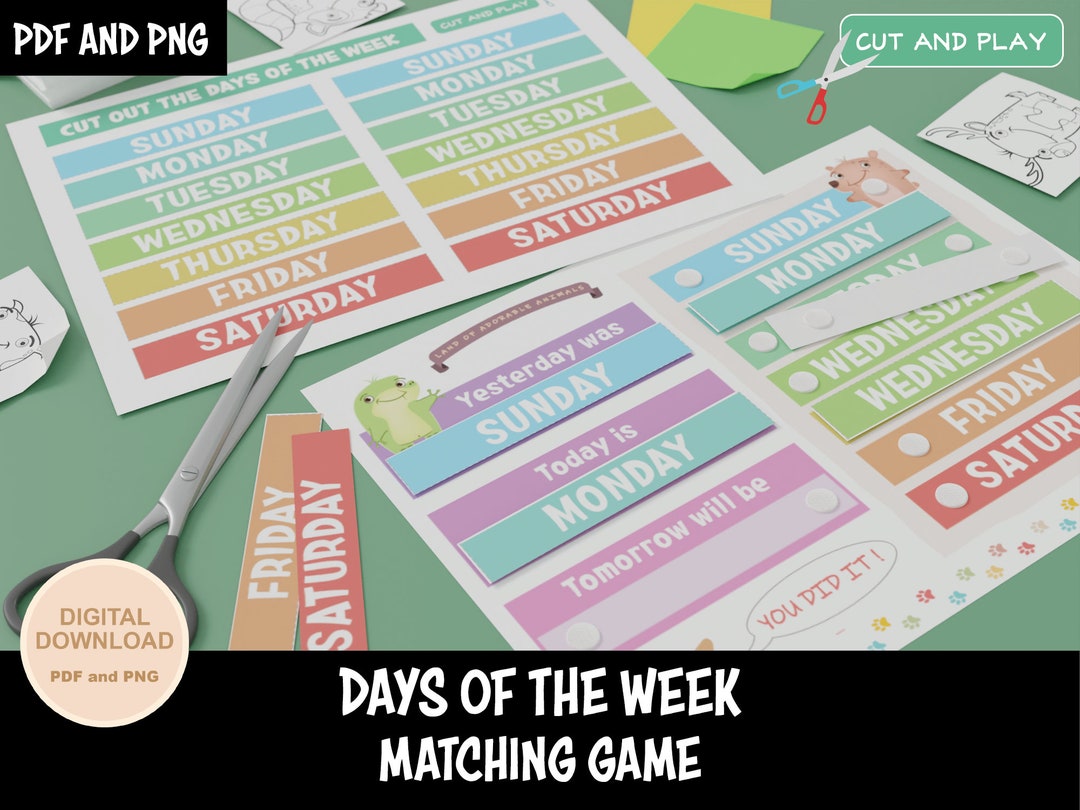 Days of the Week Flashcards Printable, Days of the Week, Mix and Match ...
