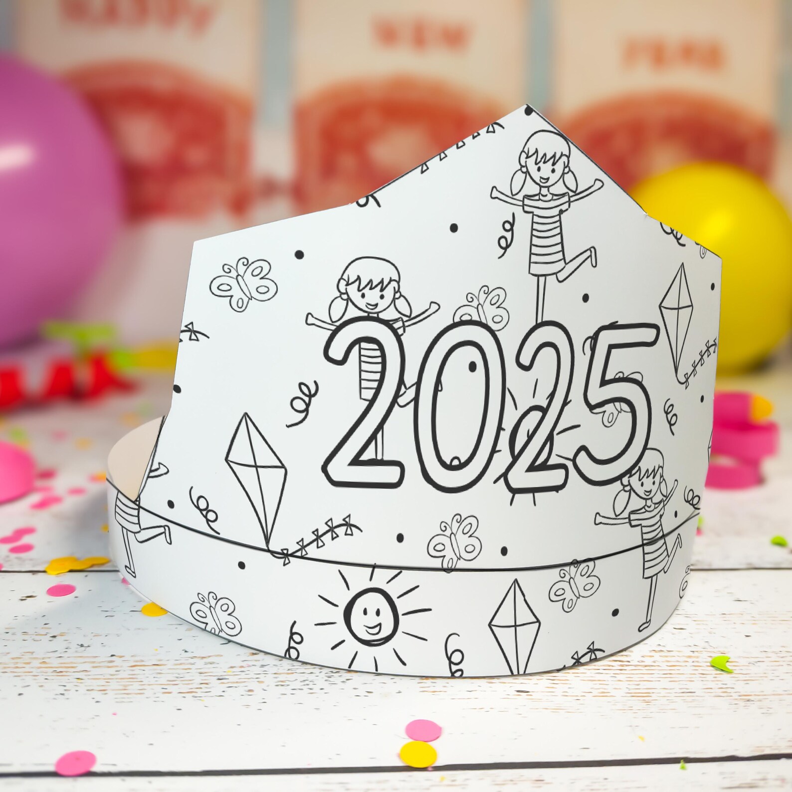Coloring DIY Kids New Year's Eve Party Hat Printable Craft for ...