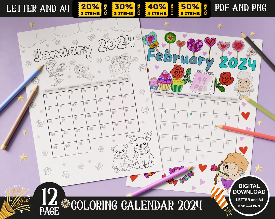 Spark Creativity All Year With Printable Coloring Calendar for Kids A ...
