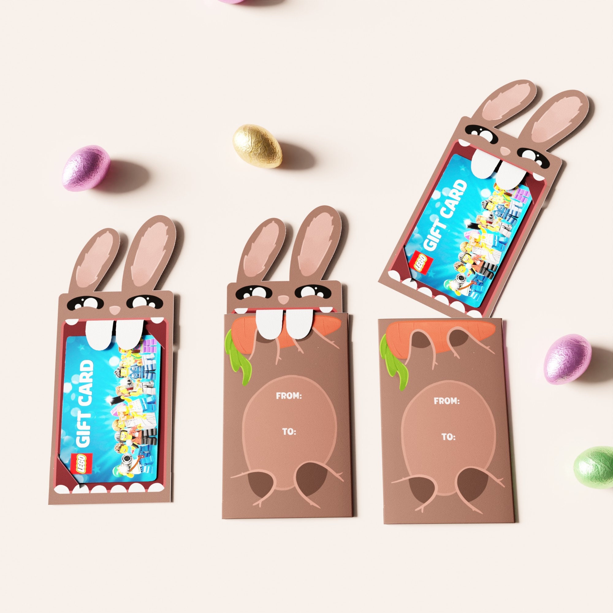Easter Bunny Gift Card Holder Printable Foldable Card With Sweet Easter ...