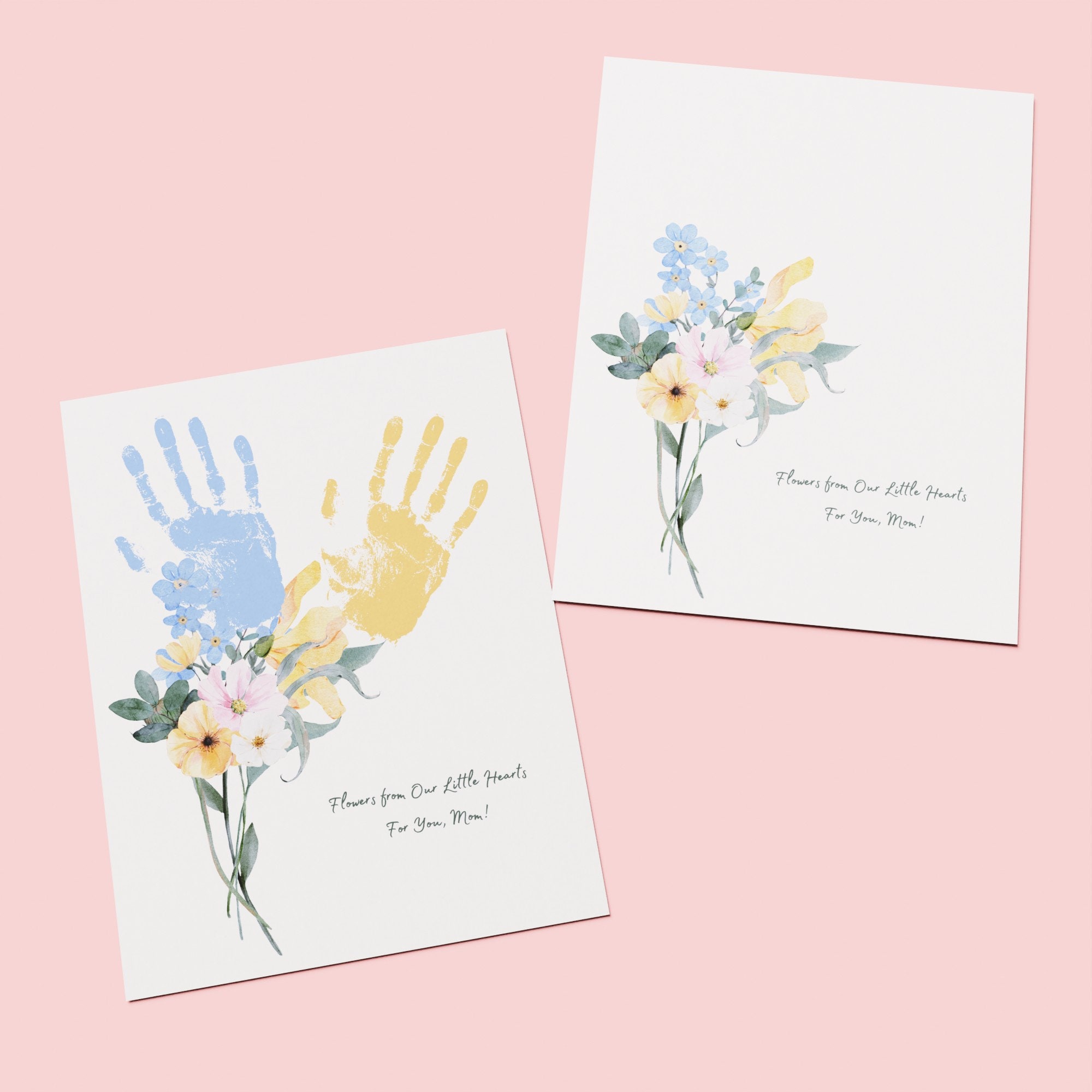 Mother's Day Handprint Art Print Floral Bouquet Keepsake for Mom ...