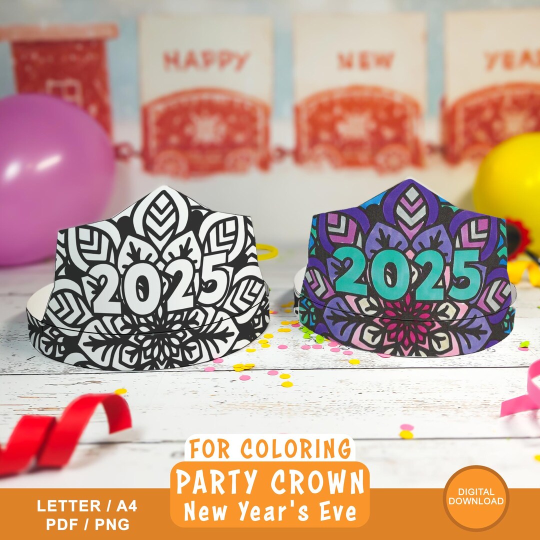 Coloring DIY Kids New Year's Eve Party Hat Printable Craft for ...