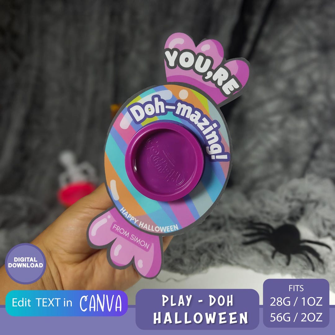 Printable Halloween Play-doh Holder, Editable Favor (digital Download ...