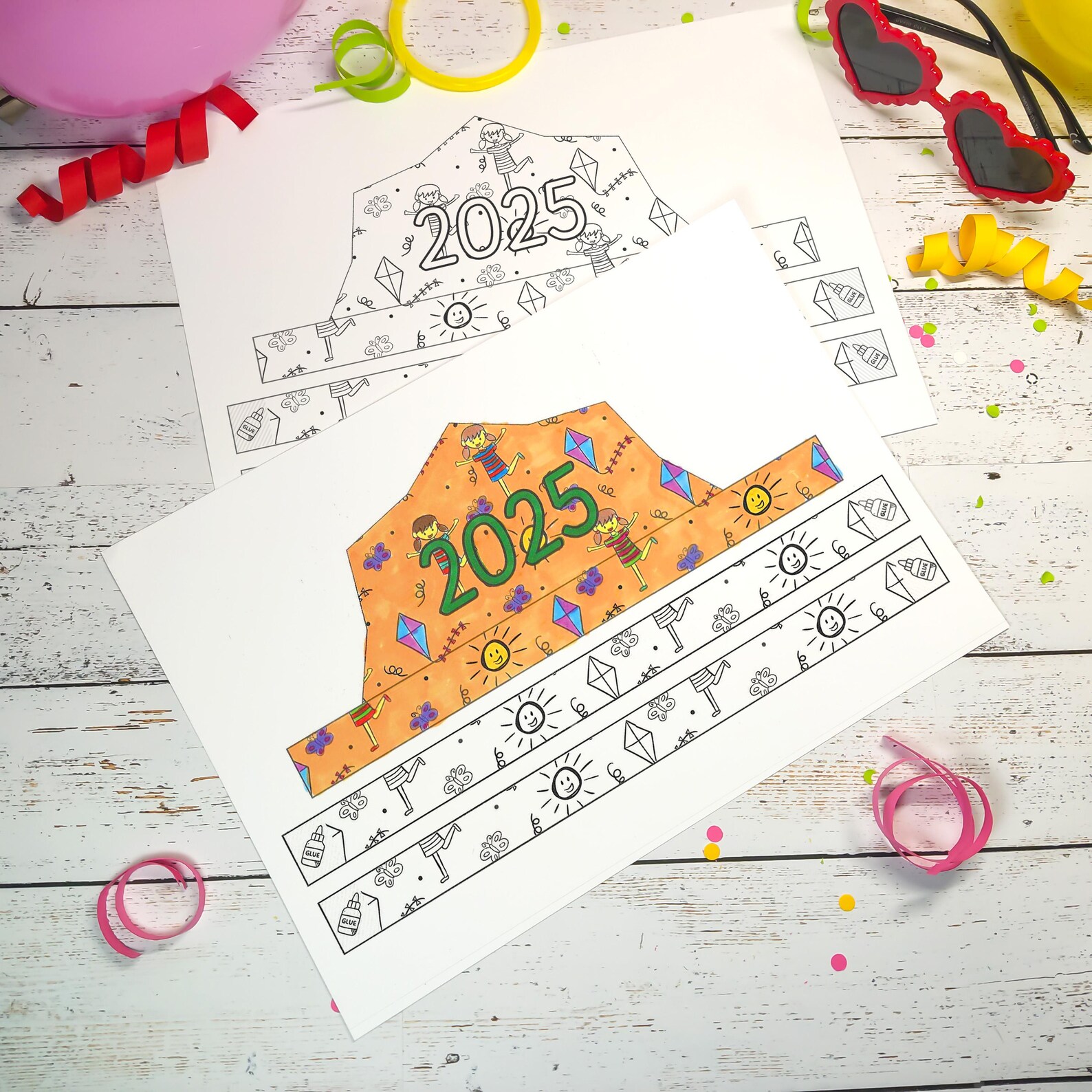 Coloring DIY Kids New Year's Eve Party Hat Printable Craft for ...