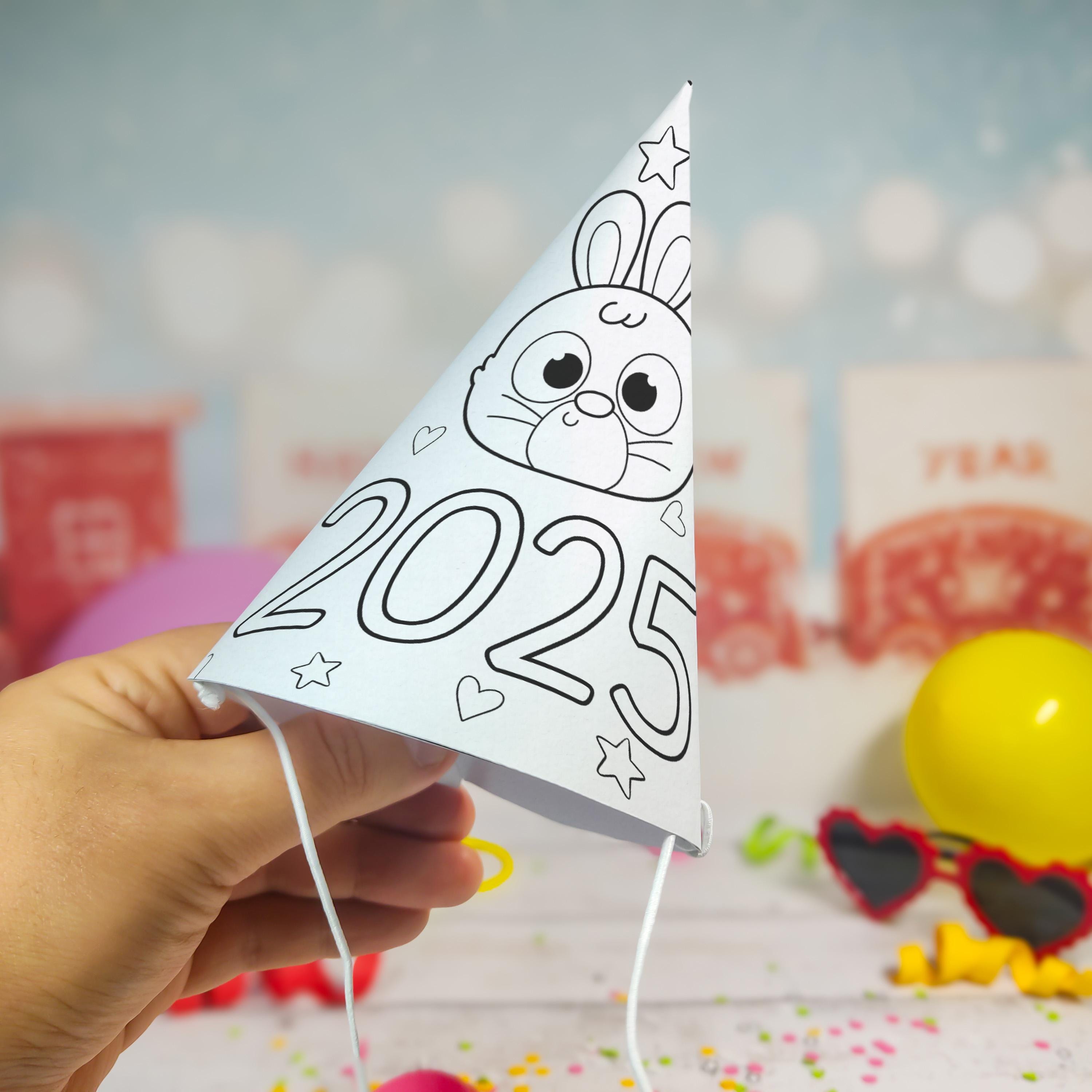 Coloring DIY Kids New Year's Eve Party Hat Printable Craft for ...