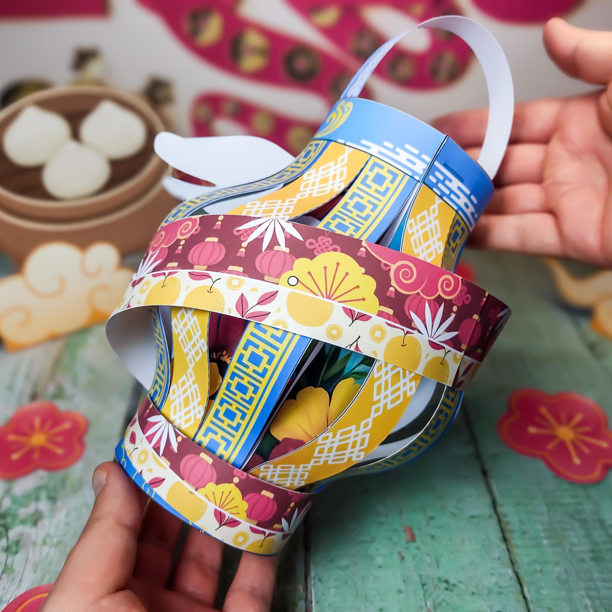 Printable Chinese New Year Paper Lantern Craft Kit, DIY Lantern for ...