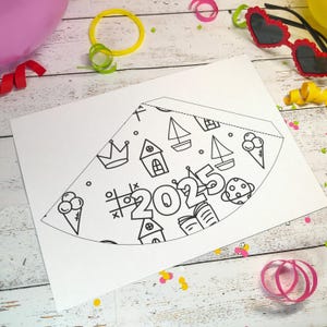 Coloring DIY Kids New Year's Eve Party Hat Printable Craft for ...