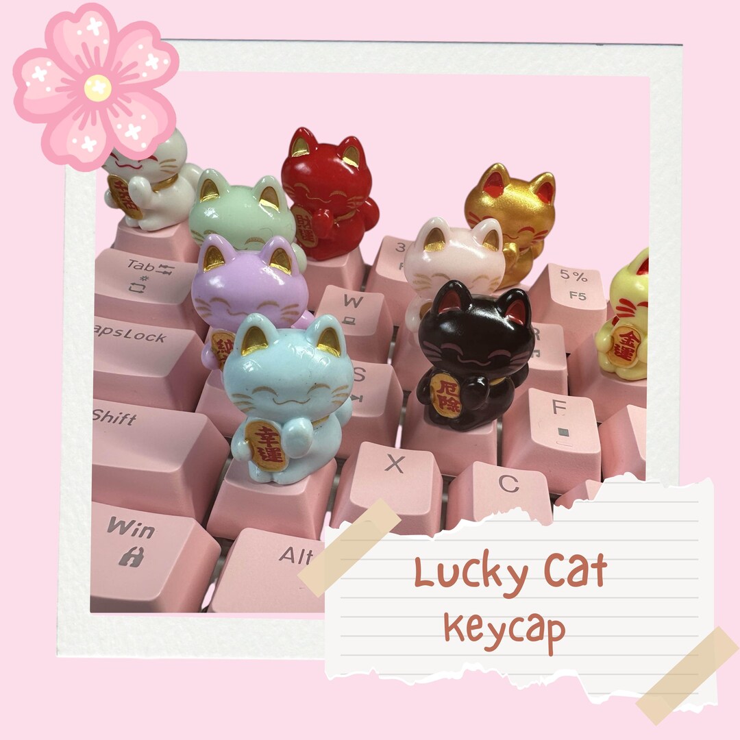 Kawaii Lucky Cat Handmade Artisan Keycap | Keycap | Cute Keycaps ...