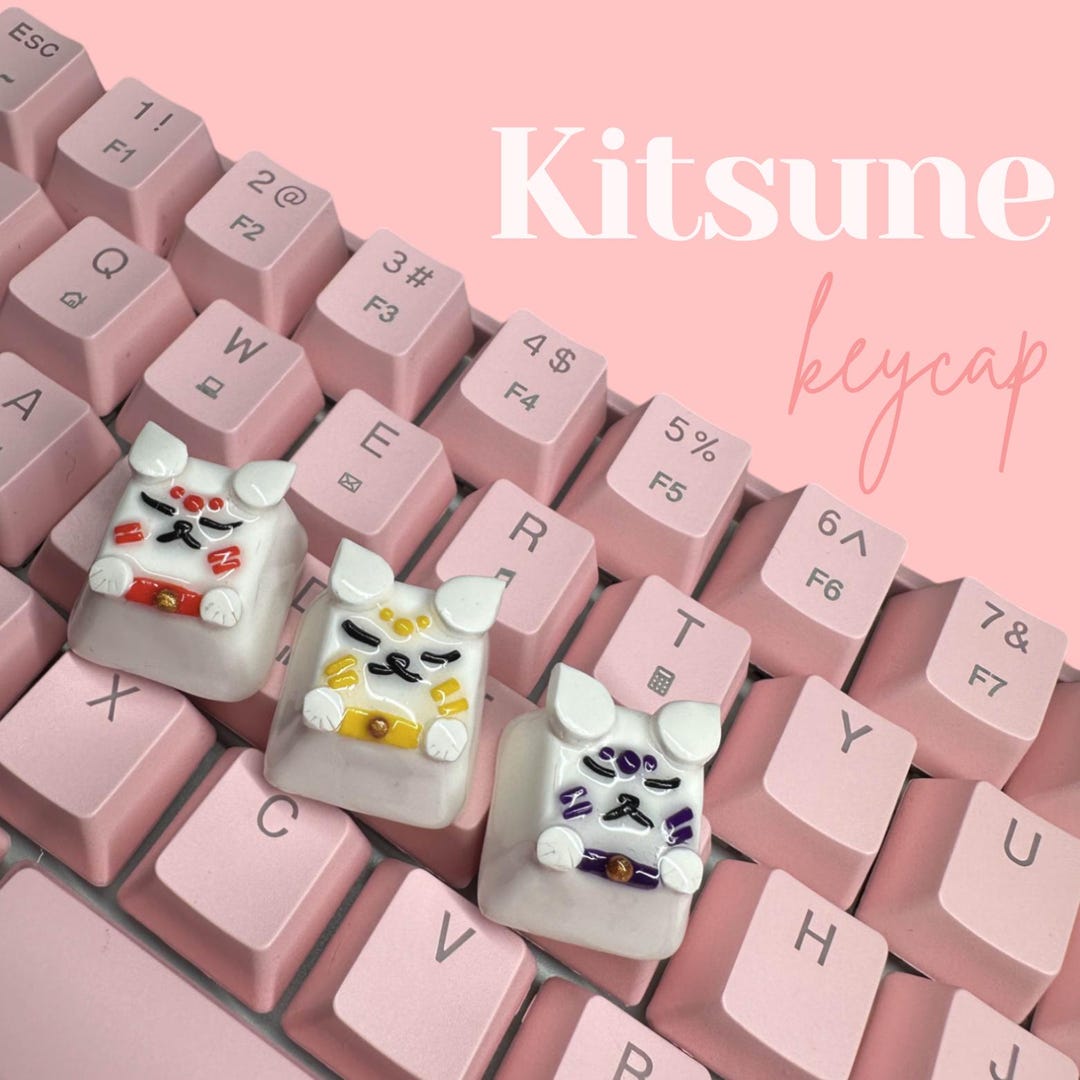 Kawaii Kitsune Artisan Keycap | Keycap | Cute Keycaps | Custom Keycap ...