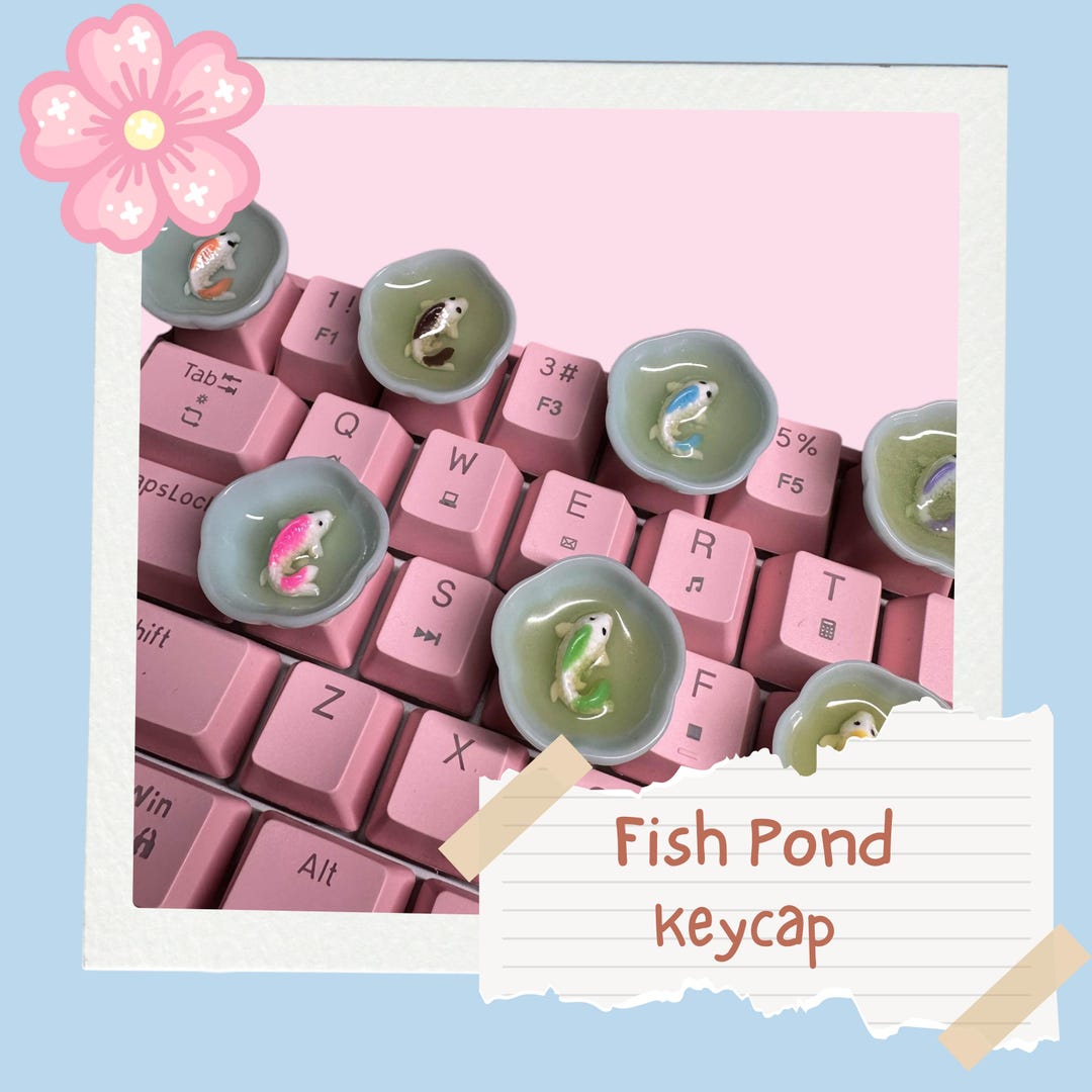Kawaii Fish Pond Artisan Keycap: Custom Keyboard Accessory - Etsy UK