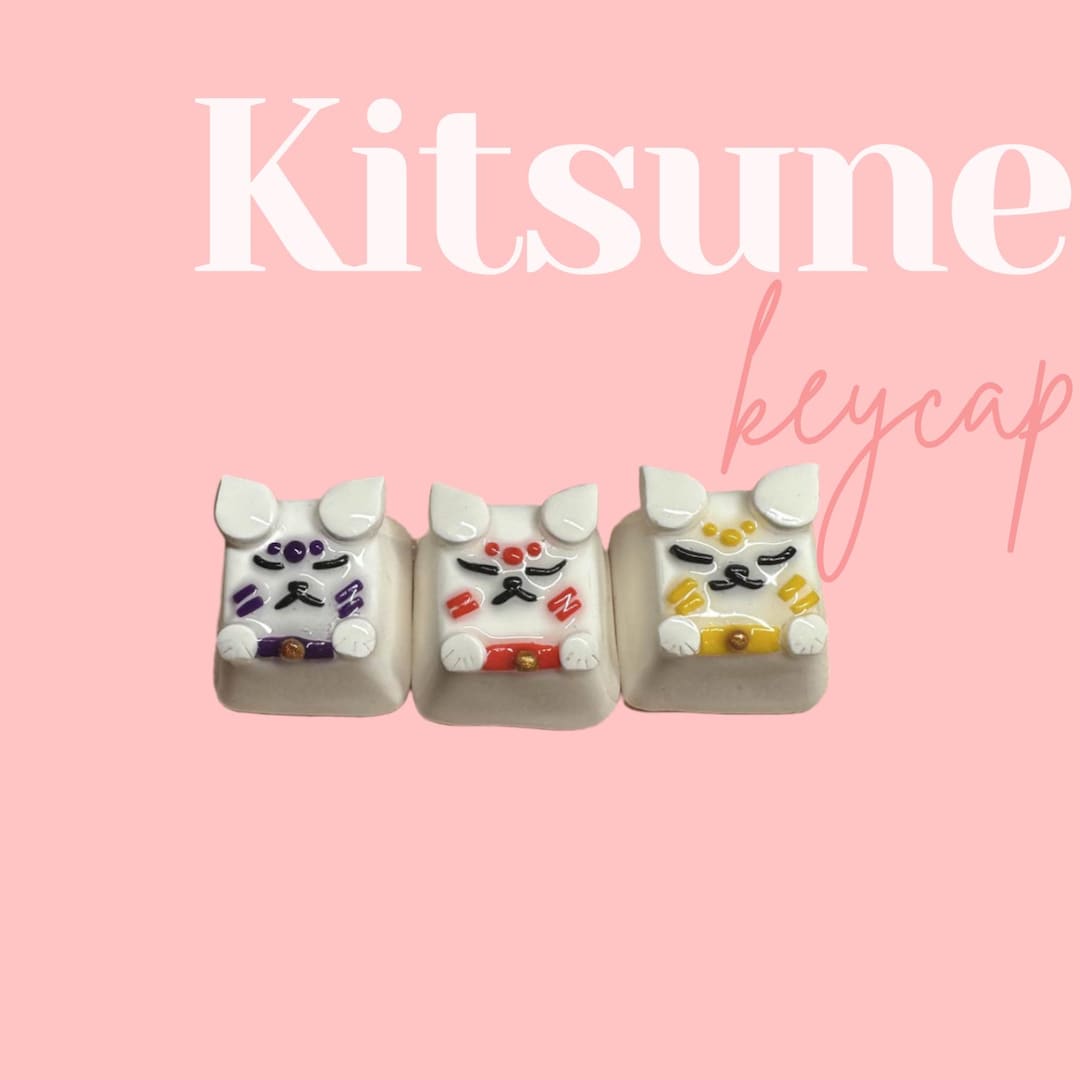 Kitsune Artisan Keycap Keycap Cute Keycaps Custom Keycap Kawaii Keycap ...