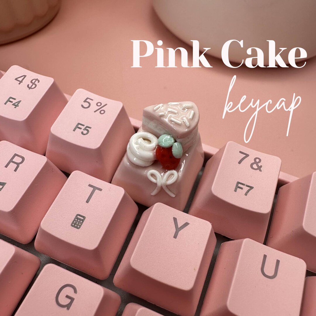 Kawaii Pink Strawberry Dessert Cake Artisan Keycap | Keycap | Cute ...