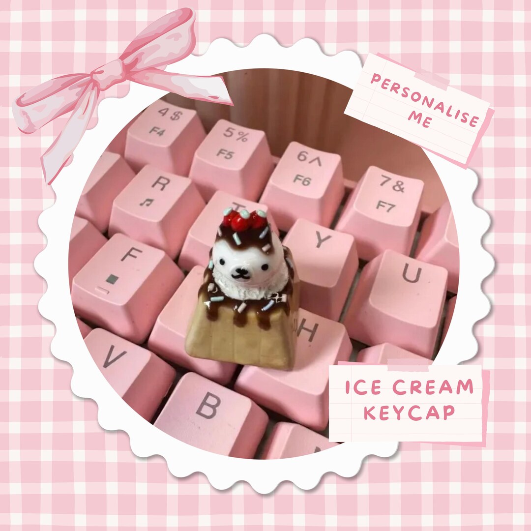 Kawaii Ice Cream Bear Artisan Keycap: Handmade Polymer Clay - Etsy