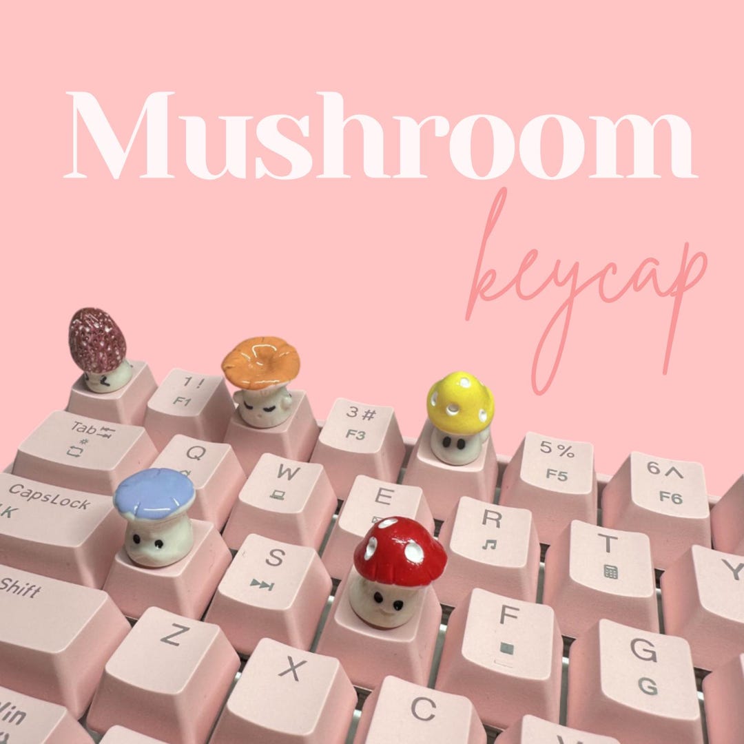 Kawaii Cottagecore Mushroom Artisan Keycaps | Keycap | Cute Keycaps ...