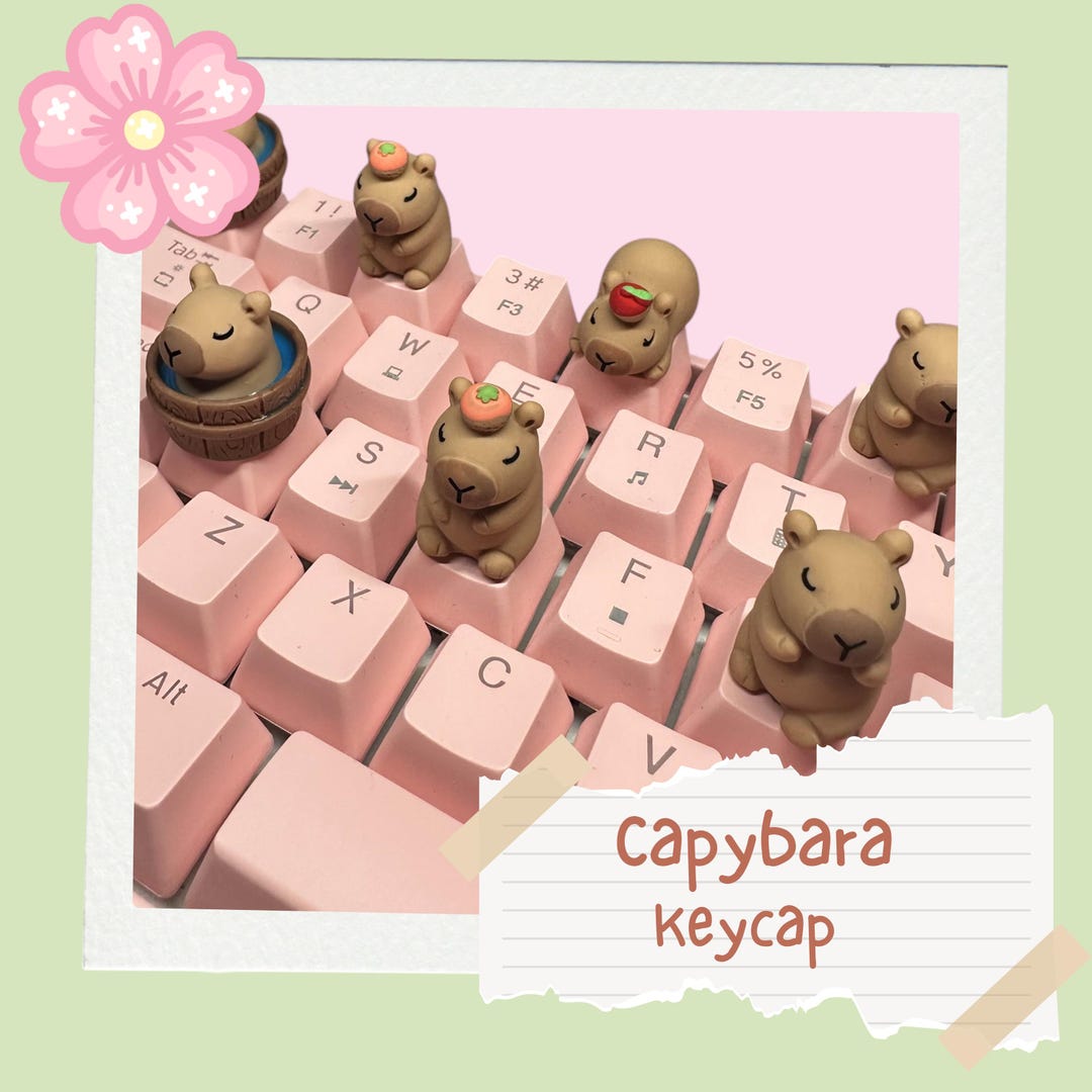 Kawaii Playful Capybara Handmade Artisan Keycap | Keycap | Cute Keycaps ...