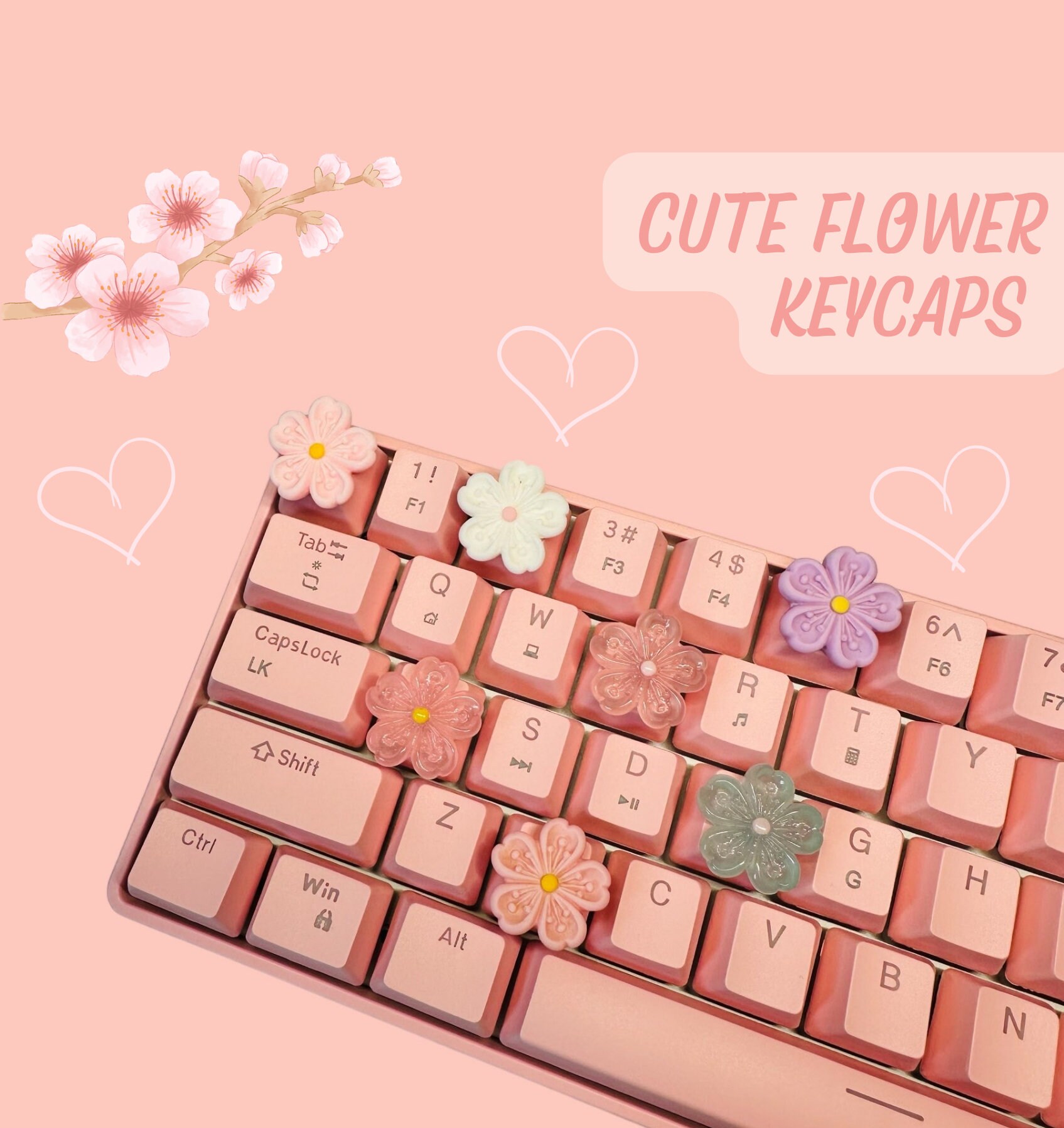 Cute Flower Handmade Artisan Keycaps Kawaii Keycaps Cute Keycaps - Etsy