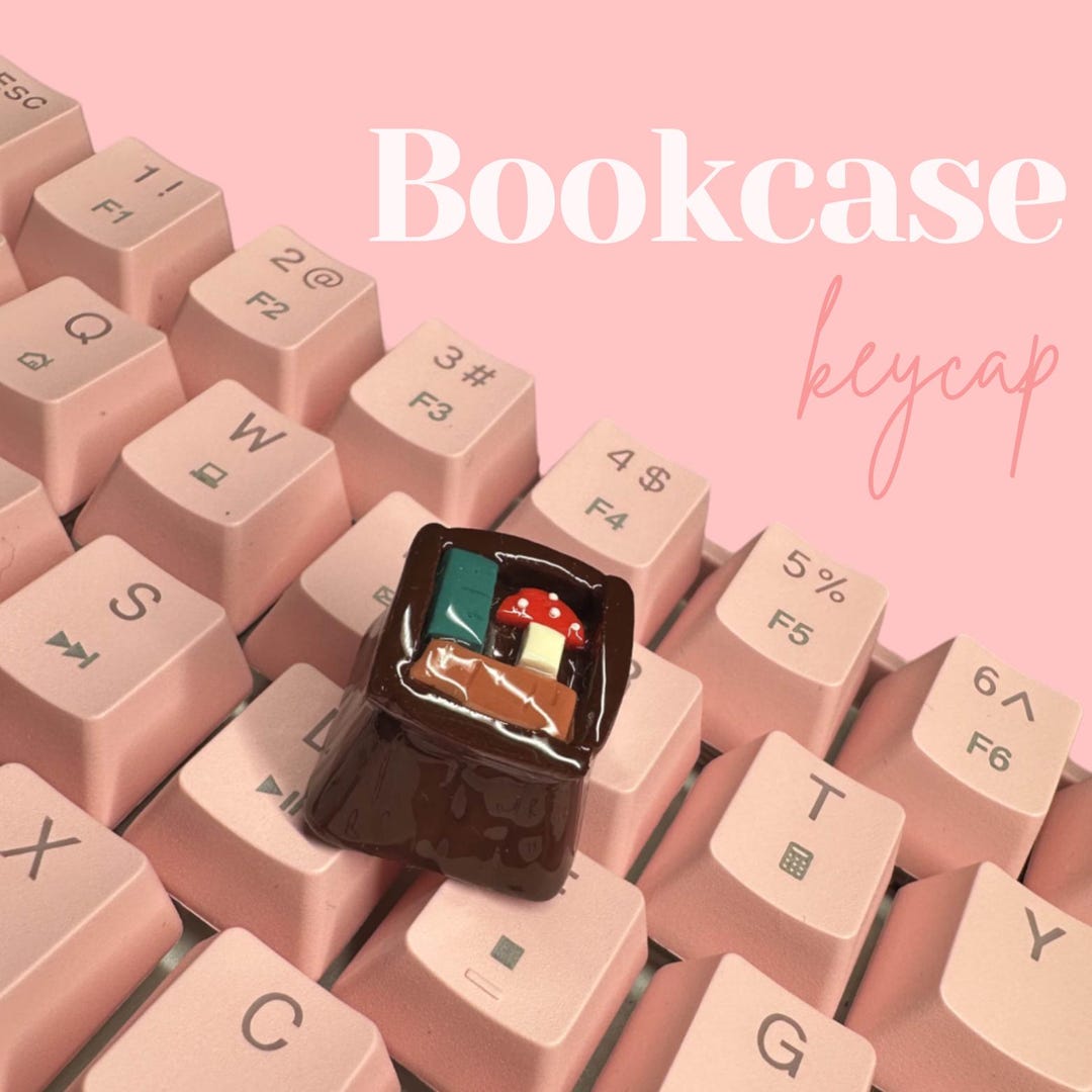 Cute Bookcase Mushroom Book Cottagecore Handmade Artisan Keycap Keycap ...
