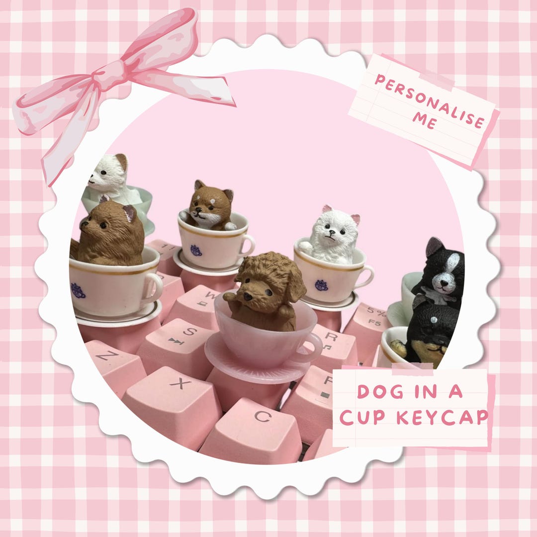 Kawaii Dog in Teacup Artisan Keycap: Custom Keyboard Accessory - Etsy