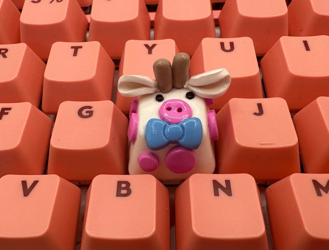Cute Pink Cow Handmade Artisan Keycap Kawaii Keycaps Cute Keycaps - Etsy