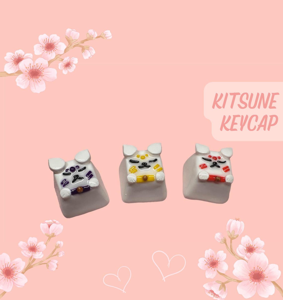 Cute Kitsune Artisan Keycap Kawaii Keycaps Cute Keycaps - Etsy