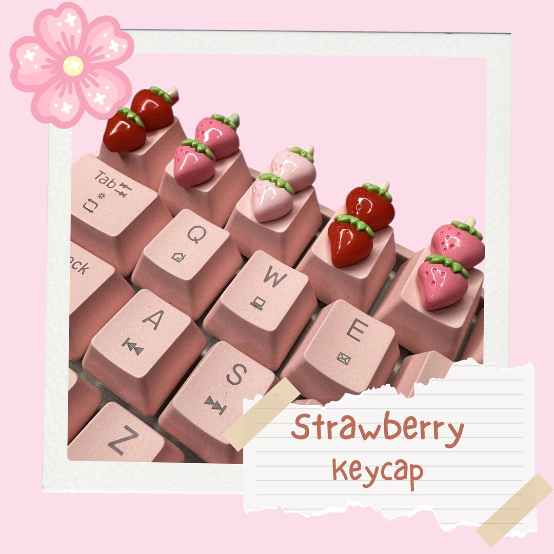 Kawaii Double Strawberry Dessert Keycap: Handmade Artisan Keyboard ...