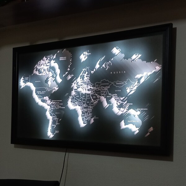 Lighted World Map - Etsy