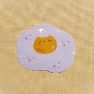 Cat Egg Sunny Side up Sticker | Cute Holographic, Handmade Water ...