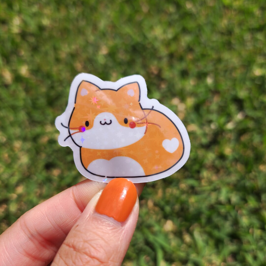 Cute Orange Cat Loaf Sticker | Vinyl Decal, Handmade Water-resistant ...