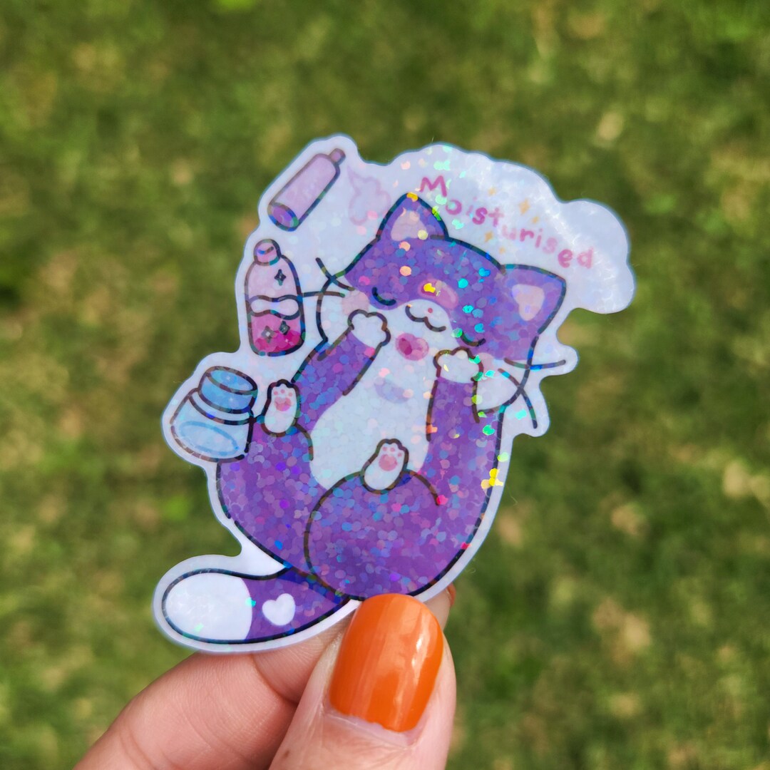 Cute Self-care Cat Sticker Vinyl Decal, Handmade Water-resistant ...