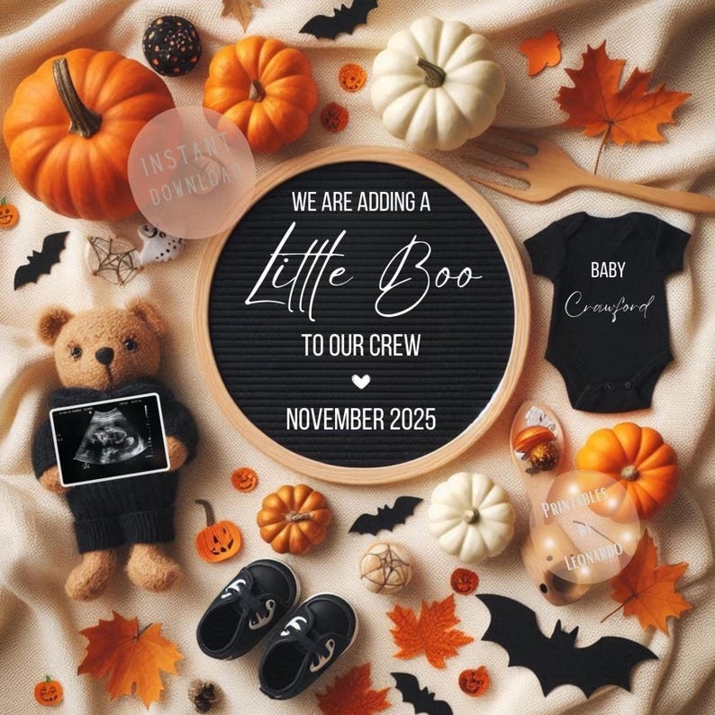 Halloween Digital Pregnancy Announcement Halloween Baby Announcement ...