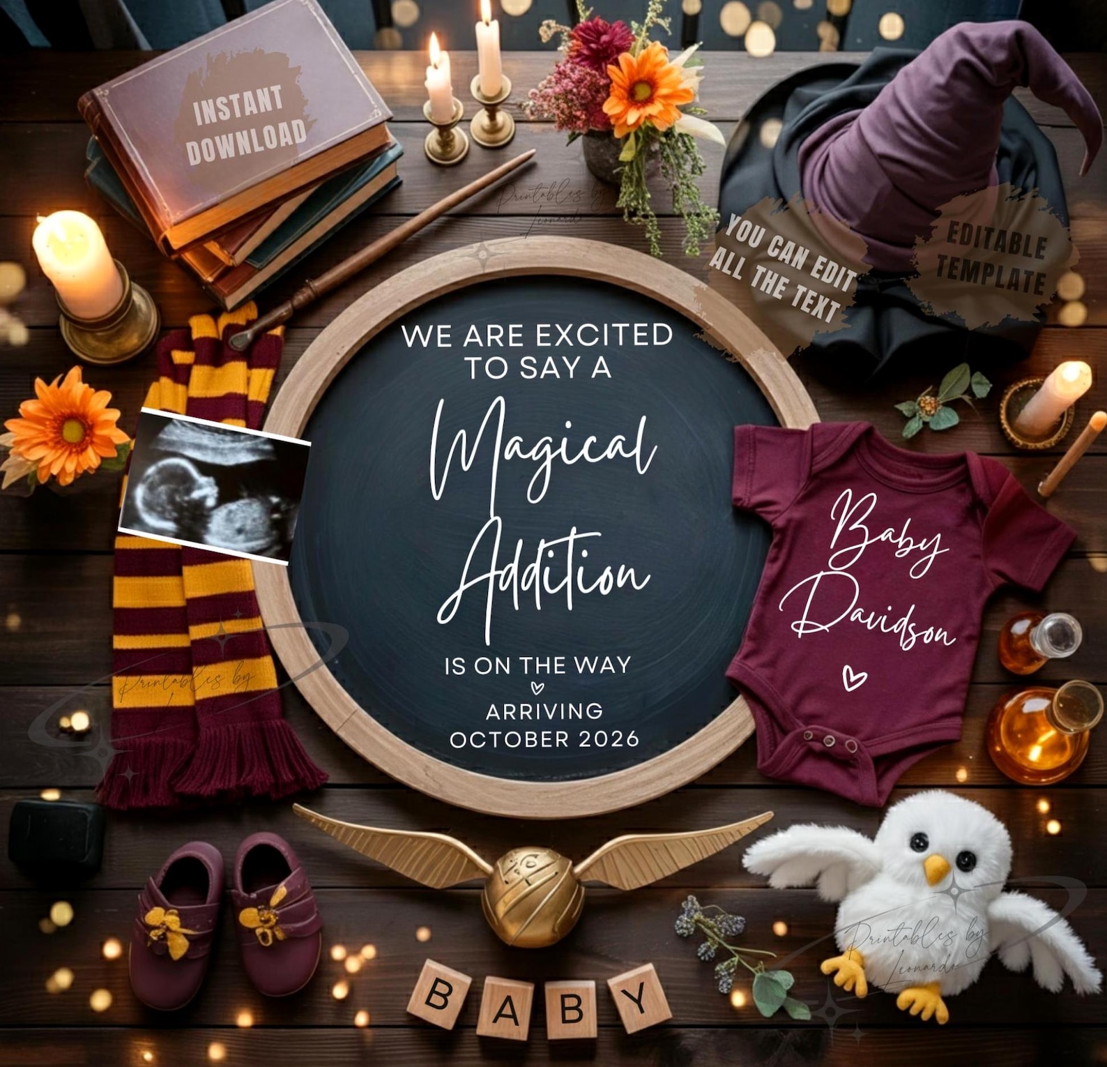Wizard Pregnancy Announcement Digital Magical Gender Neutral Baby ...