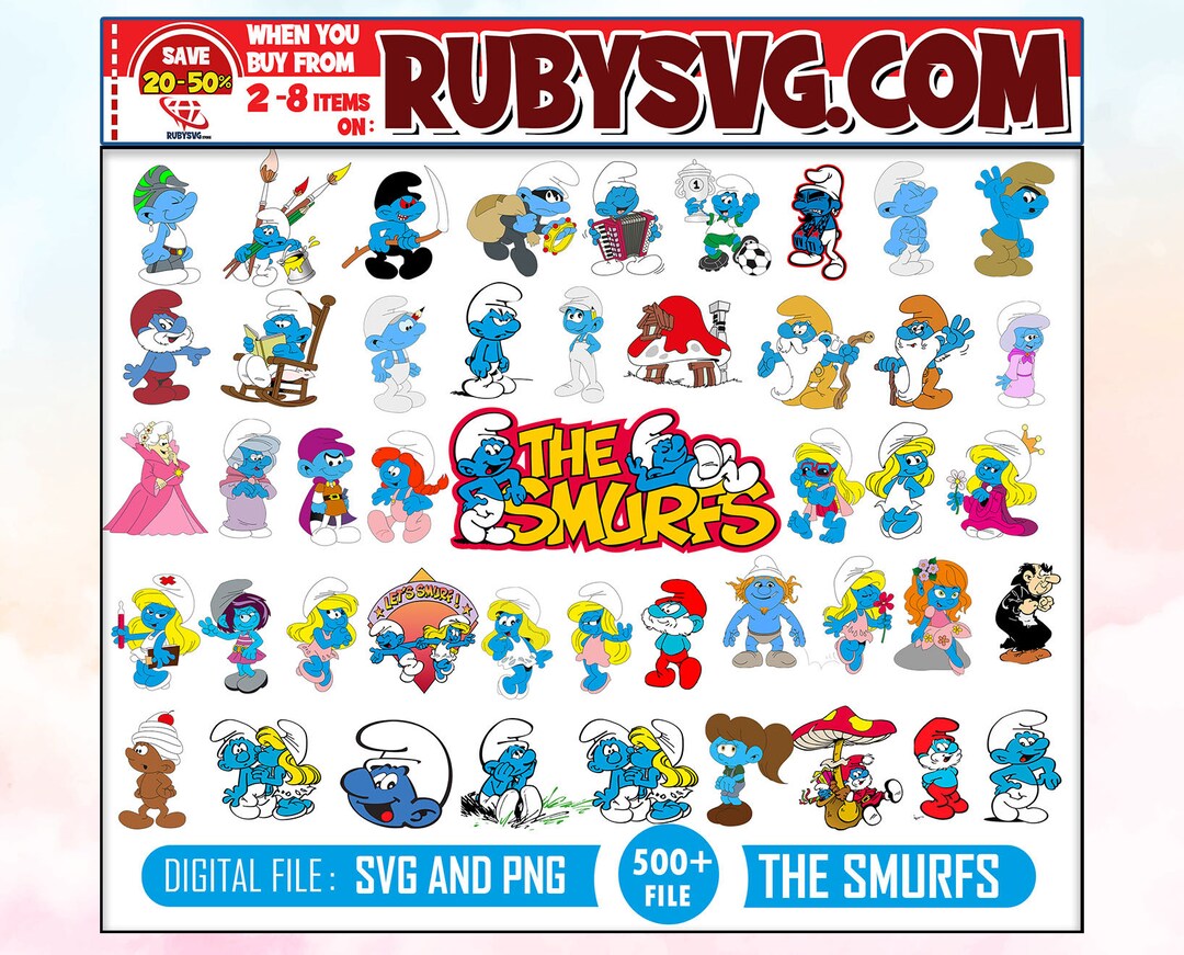 Smurfs SVG Bundle Smurfs Font SVG Files for Cricut Smurfs - Etsy