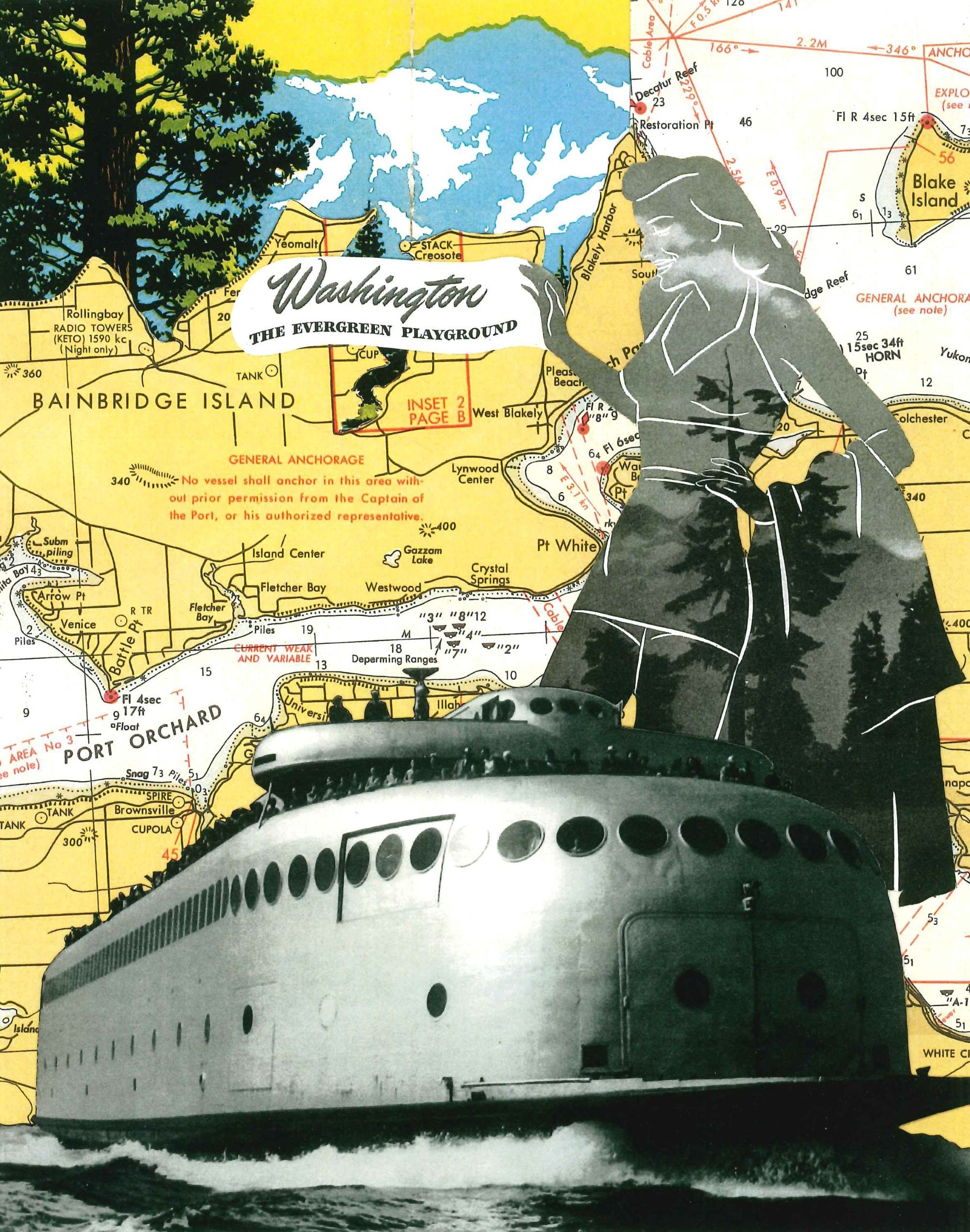 Kalakala Seattle Ferry Collage Art Print - Etsy